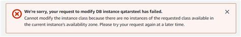 how to resolve “if you can t modify the mysql rds instance class” find