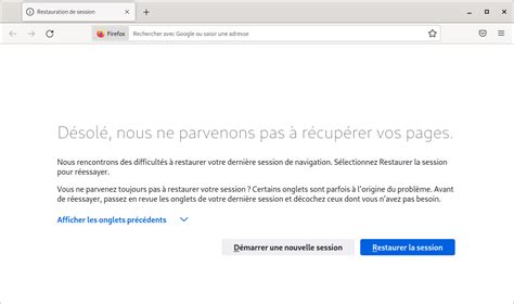 Restaurer La Session Pr C Dente Configurer Quand Firefox Affiche Vos