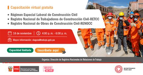 CAPACITACIÓN VIRTUAL GRATUITA RÉGIMEN LABORAL DE CONSTRUCCIÓN CIVIL