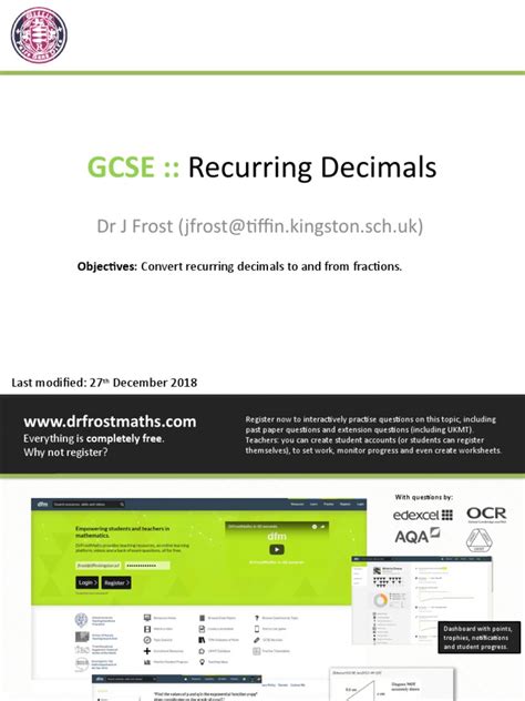 Gcse Recurringdecimals Pdf Decimal Mathematics