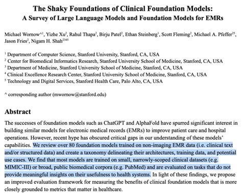 The Shaky Foundations Of Clinical Foundation Models This Stanford