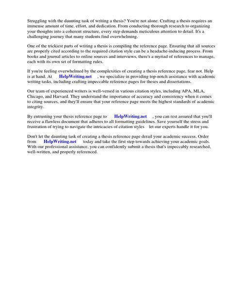 Sample Thesis Reference Page Pdf Thesis Citation