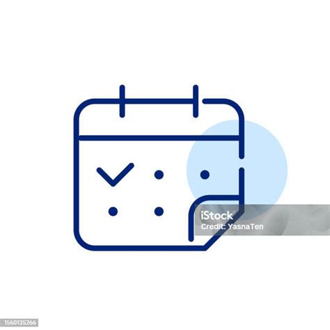 Flipover Calendar With Tick Sign Check The Date Pixel Perfect Icon向量圖形及