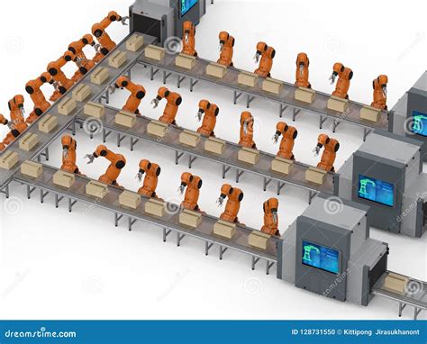 Robot Assembly Line Stock Illustration Illustration Of Artificial