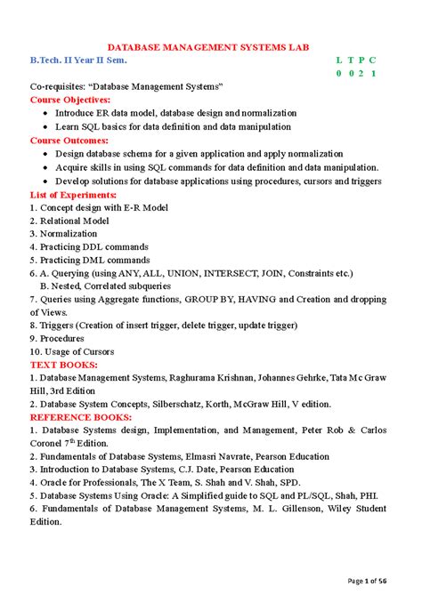 Experiment 5 Dbms Database Management Systems Lab B Ii Year Ii Sem
