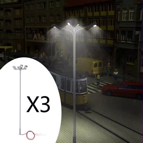 3 PEZZI MODELLO Treno LED Luce 1 87 Scala HO Lampione 3V Per Street
