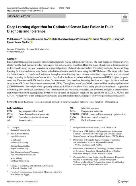 Dr Shreyas J On Linkedin Deeplearning Sensorfusion Faultdiagnosis