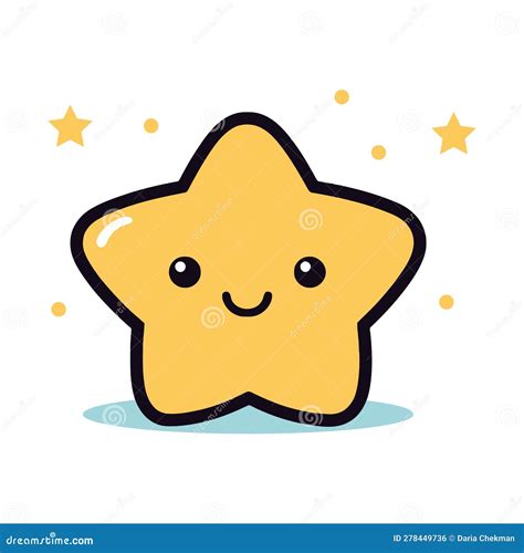 étoile Jaune Mignonne En Style Dessin Animé Isolée Sur Fond Blanc