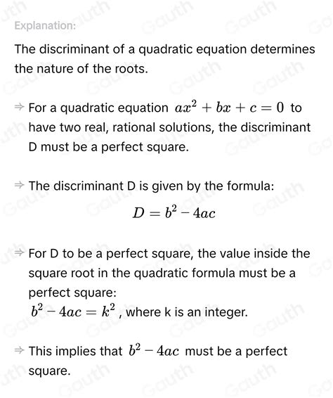 Solved What Kind Of Number Is The Discriminate When The Two Real Number Solutions To A