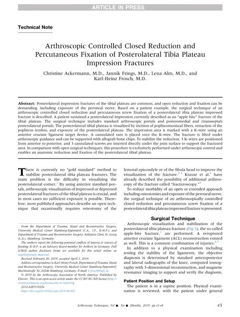 Pdf Arthroscopic Controlled Closed Reduction And Percutaneous