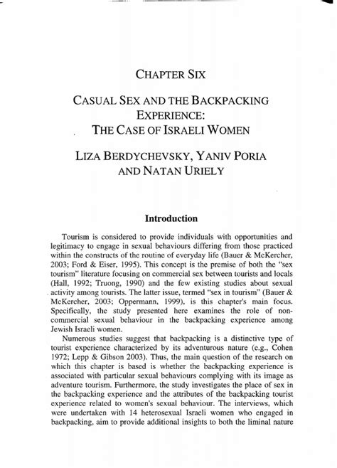 Pdf Casual Sex And The Backpacking Experience The Case Of Israeli Women
