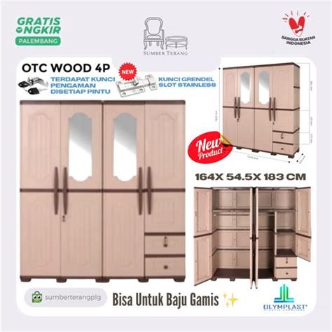 Jual Lemari Pakaian Plastik 4 Pintu Lemari Baju Olymplast OTC WOOD 4P