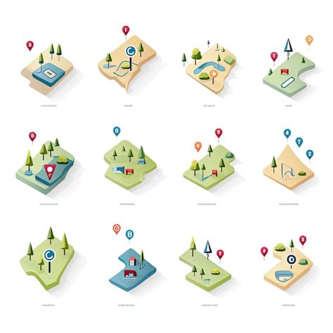 Premium Ai Image Set Of City Map Navigation Icons In Flat Style Vector Illustration