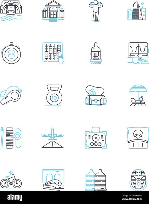 Outdoor Trek Linear Icons Set Adventure Nature Hiking Backpacking Wilderness Trail