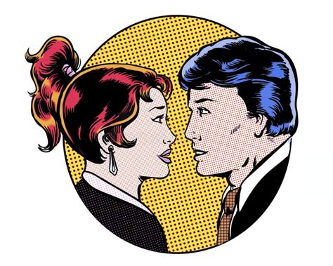 Comic Pop Art Illustration Of A Romantic Couple Moment Stock
