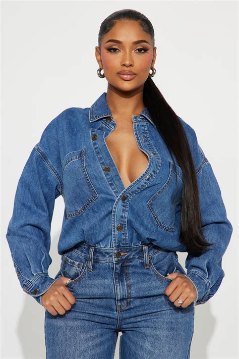 Farmers Market Cutie Denim Jumpsuit Medium Wash Fashion Nova