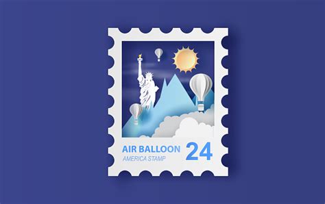 프레임 흰색 배경에 고립 된 자유의 여신상 개념의 그림 미국 현대 배지 디자인 카드 및 포스터에 대한 미국의 창조적 인 종이 컷 및 공예balloonsstamp 벡터 0명에