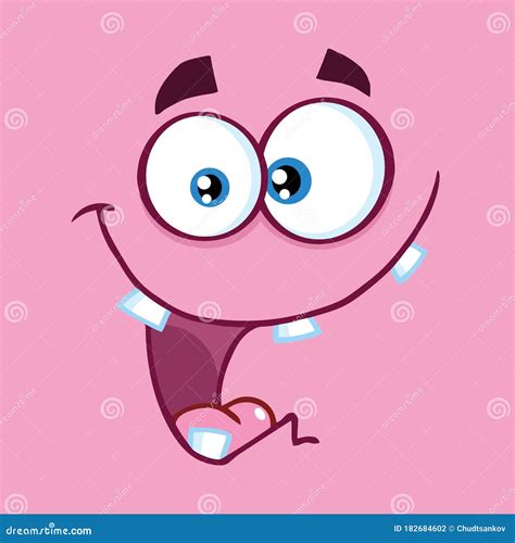 Crazy Cartoon Funny Face With Smiling Expression Stock Illustration
