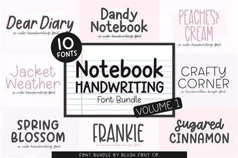 Notebook Handwriting Font Bundle Vol 1 By Blush Font Co