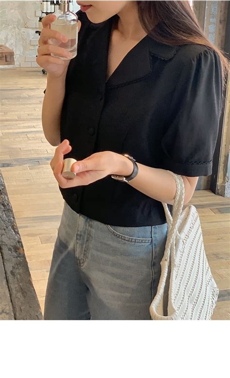 Made 블리안 카라넥 크롭 숄더퍼프 레이스 반팔 트위드자켓 44~100 ♥핫핑♥ Made 블리안 카라넥 크롭 숄더퍼프 레이스 반팔 트위드자켓 44~100 ♥핫핑♥