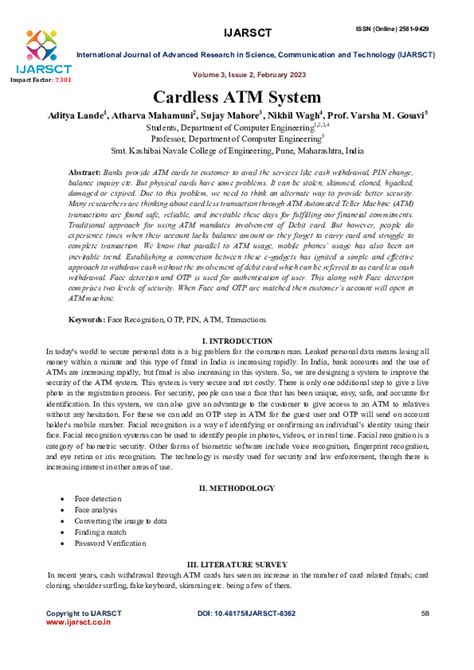 Pdf Cardless Atm System