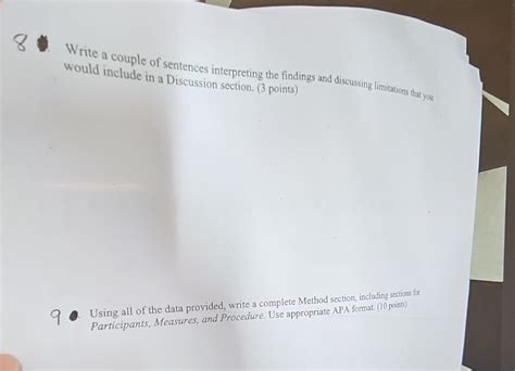 Solved Write A Short Paragraph Analyzing The Results As If