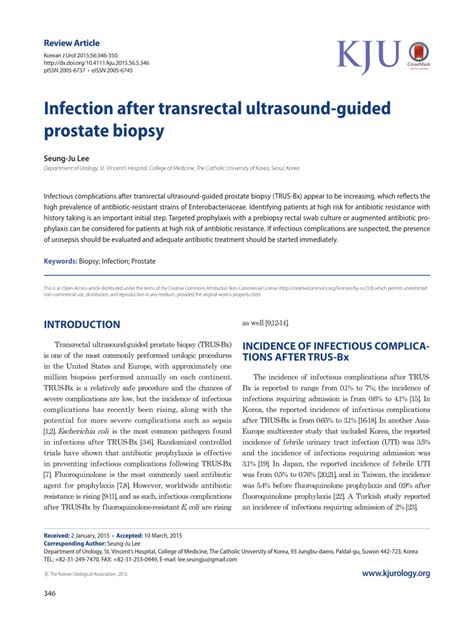 Pdf Infection After Transrectal Ultrasound Guided Prostate Biopsy