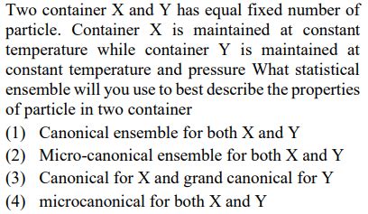 Partition Functions Statistical Thermodynamics MCQ Questions For CSIR NET GATE