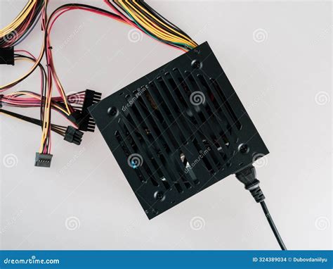 Electrical Power Supply Psu For Computer System Unit Components Isolated On A Grey Background
