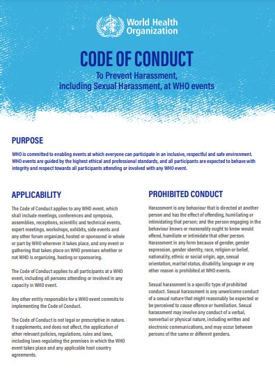 Code Of Conduct To Prevent Harassment Including Sexual Harassment At