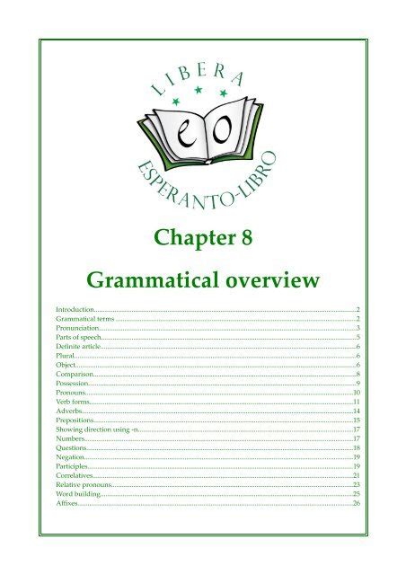 Chapter 8 Grammatical Overview