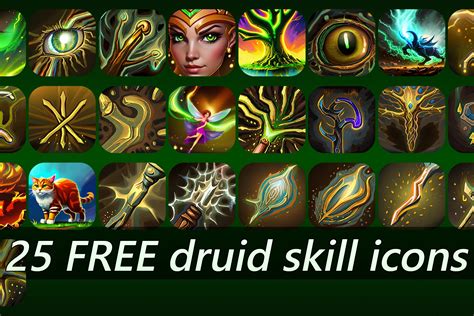 25 Free Druid Skill Icons 2d 아이콘 Unity Asset Store
