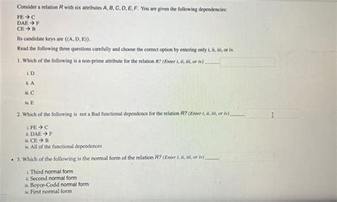 Solved Consider The Relation Schema R A B C D E F And The Chegg