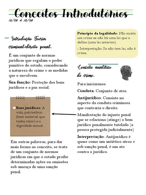 Direito Penal E Teoria Do Crime 1 Semestre Pdf Crimes Crime E