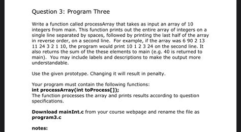 Solved Write A Function Called ProcessArray That Takes As Chegg