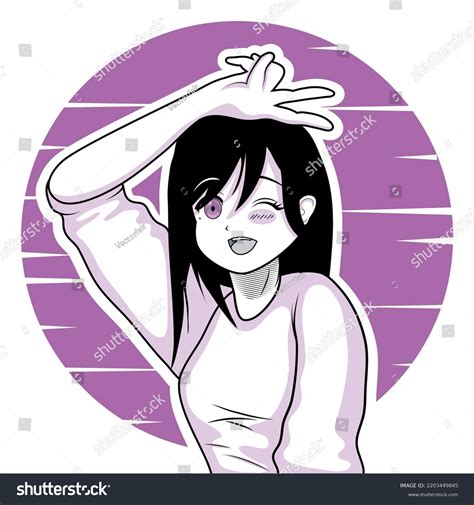 Anime Girl Purple Background Stock Vector Royalty Free 2203449845