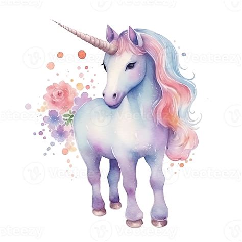 Cute Watercolor Unicorn Illustration 25037447 Png
