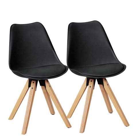 Wohnling 4 Fußstuhl Wl5022 Esszimmerstuhl 2er Set Schwarz