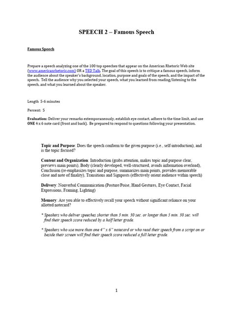 Famous Spech Official Outline 2023 Pdf Public Speaking
