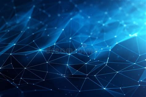 Abstract Blue Polygonal Background With Connecting Dots And Lines Ai Generated Stock