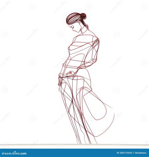Continuous Line Drawing Of A Female Full Body Figure Stock Illustration Illustration Of Figure