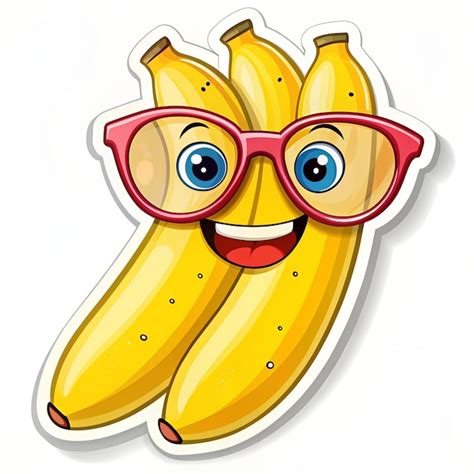 Banana Art Using Glasses Sticker Illustration Premium Ai Generated Image