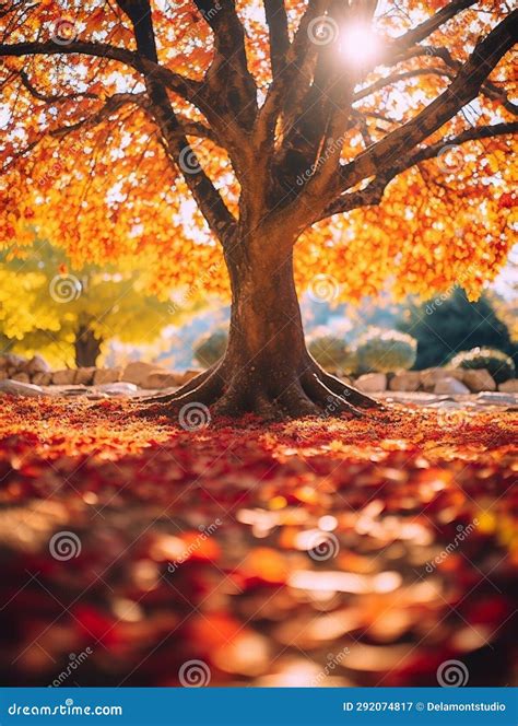 Tree With Red And Yellow Leaves On A 1695990209615 2 Stock Illustration