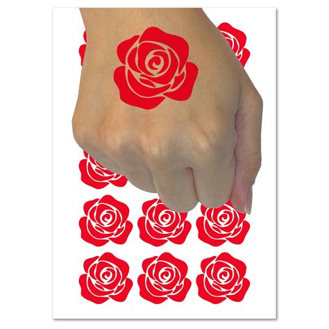 Rose Flower Solid Water Resistant Temporary Tattoo Set Fake Body Art