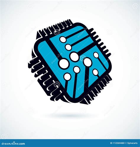 Vector Microchip Design Cpu Information Communication Technology Element Circuit Board In