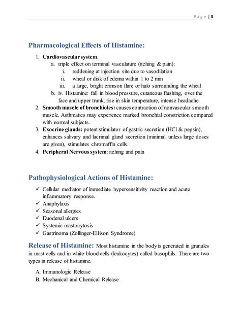 Histamine And Antihistamine Docx Allergies Diseases And Conditions