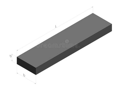 Rolled Steel Rectangle Flat Profile Illustration Isolated On White