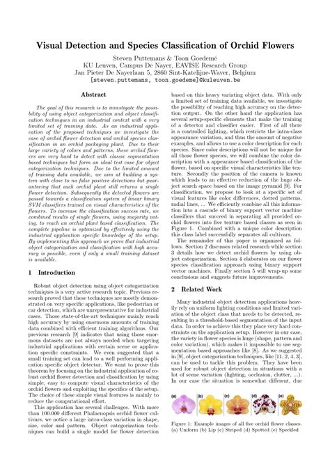 Pdf Visual Detection And Species Classification Of Orchid Flowers