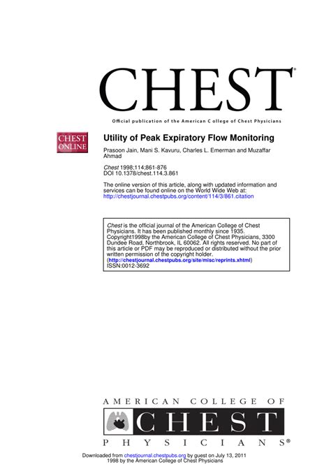 Pdf Utility Of Peak Expiratory Flow Monitoring