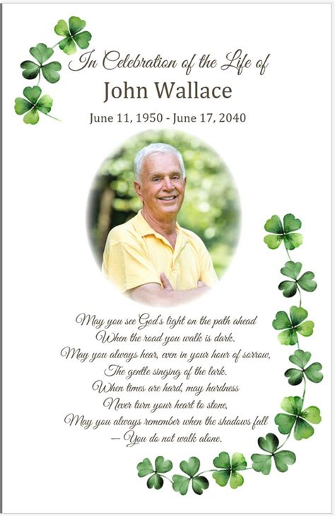 Watercolor Shamrocks Funeral Mass Programs Mass Booklets